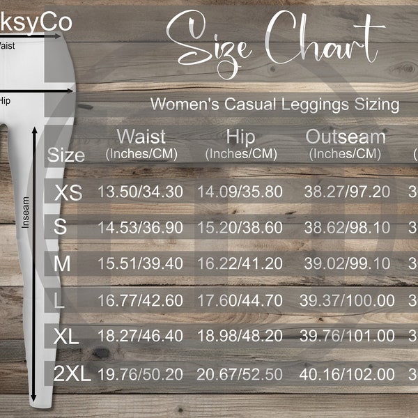 Leggings Size Chart - Etsy