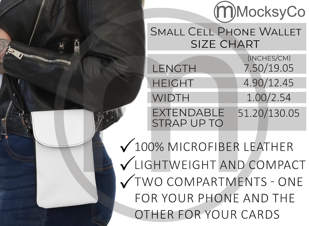 Artsadd Small Cell Phone Wallet AOP Size Chart All Over Print Mockup ...