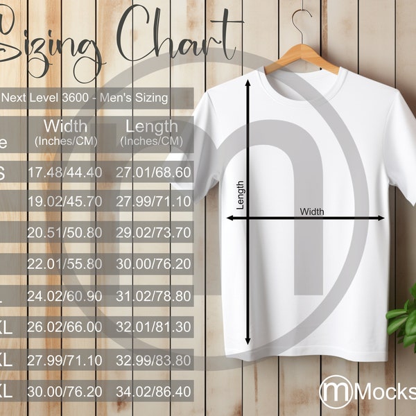 Next Level 3600 Sizing Chart - Etsy