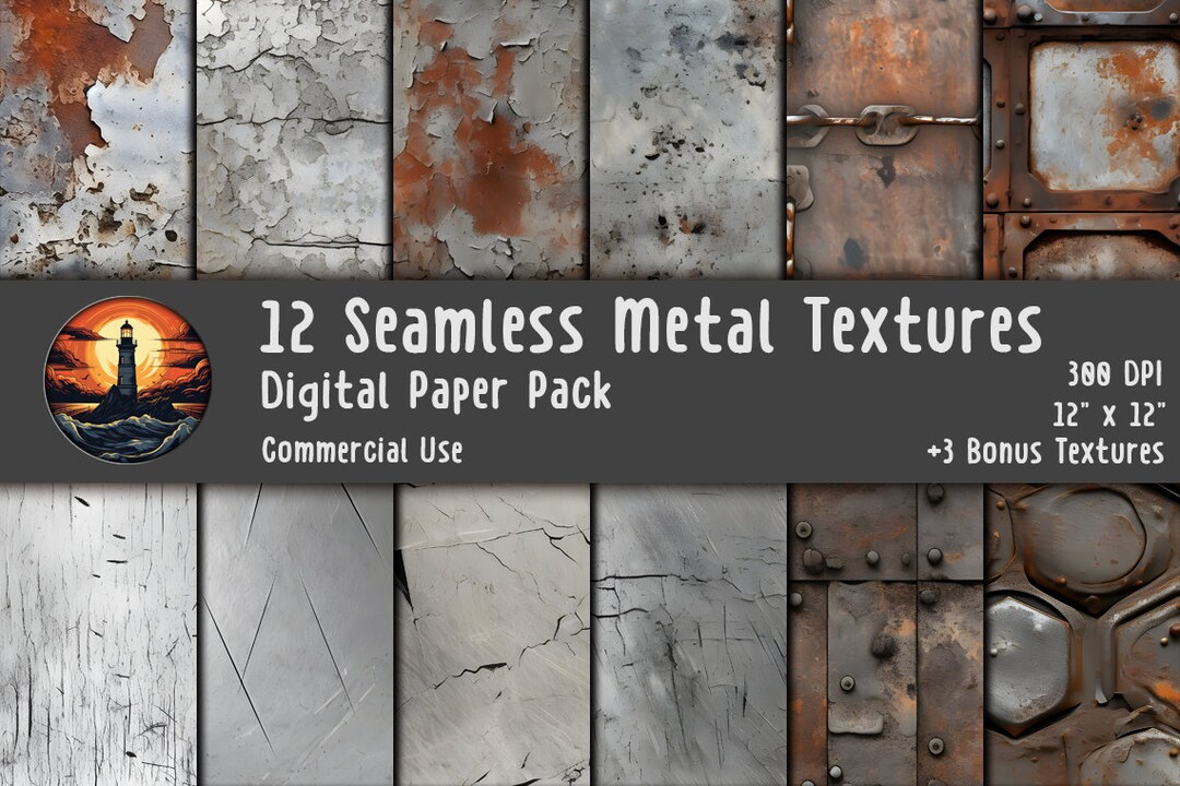 Metal Seamless Digital Paper | Realistic Metal Textures | Commercial ...