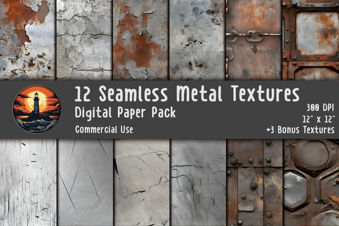 Metal Seamless Digital Paper | Realistic Metal Textures | Commercial ...