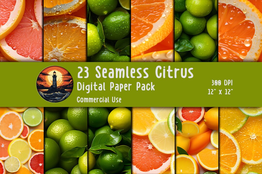 Citrus Seamless Digital Paper | Realistic Citrus Textures | Commercial ...