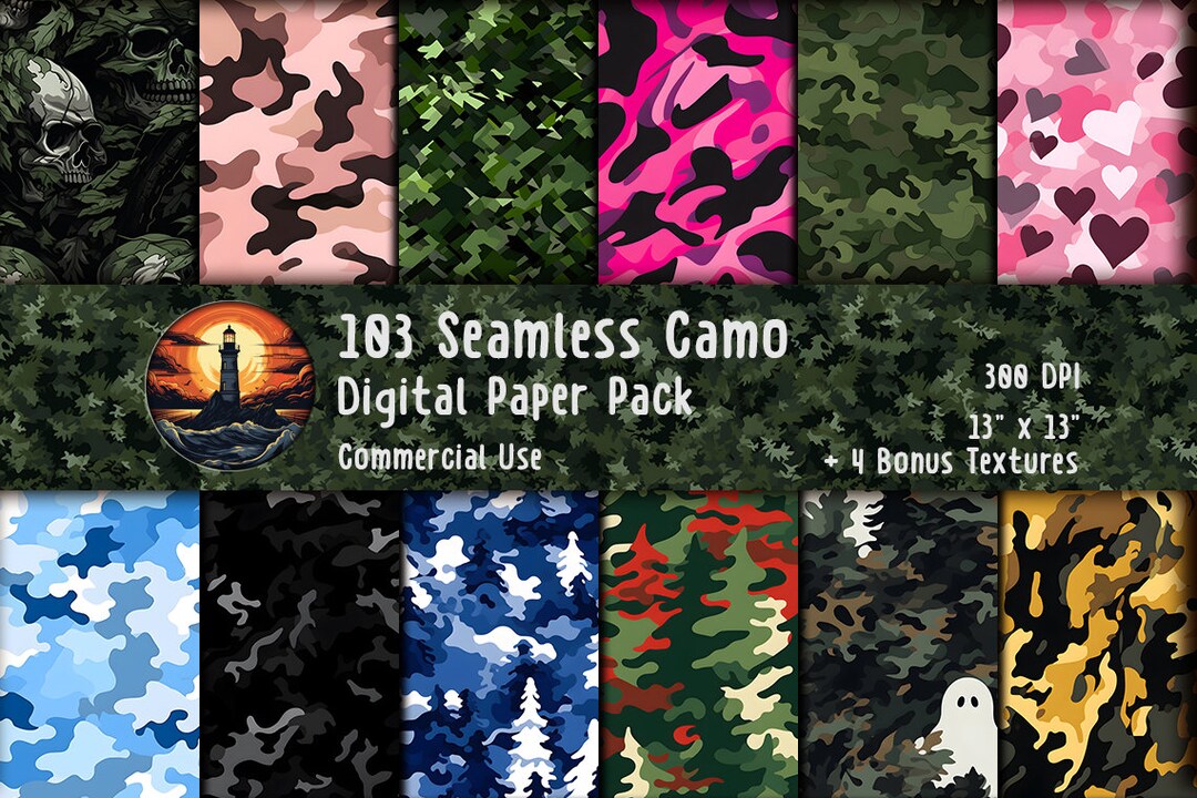 Multi-camo Digital Paper Pack, Christmas and Halloween, Commercial Use ...