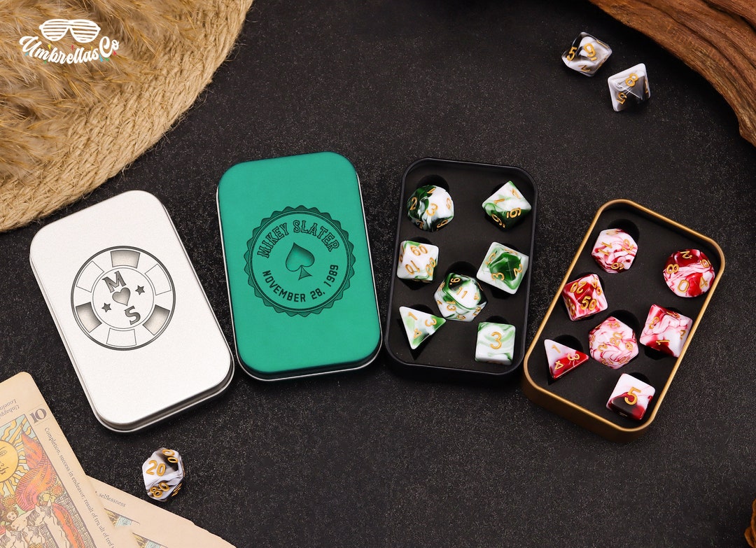 Personalized Dice DND Box Travel Tin Protective Dnd Dice Set Storage ...