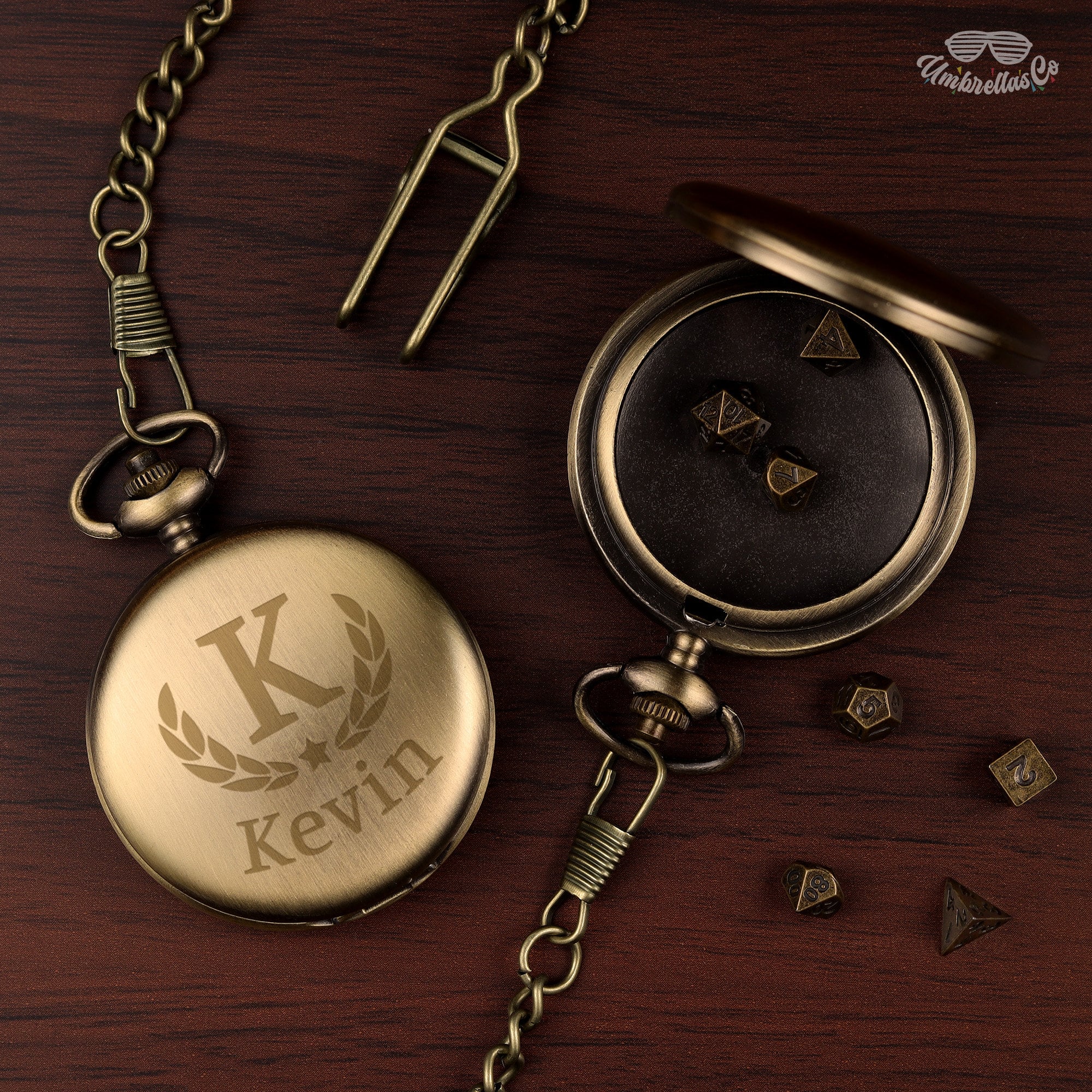 Engraved Dice Tray - Custom Pocket Watch Shell, Metal Dice Set, Pocket ...