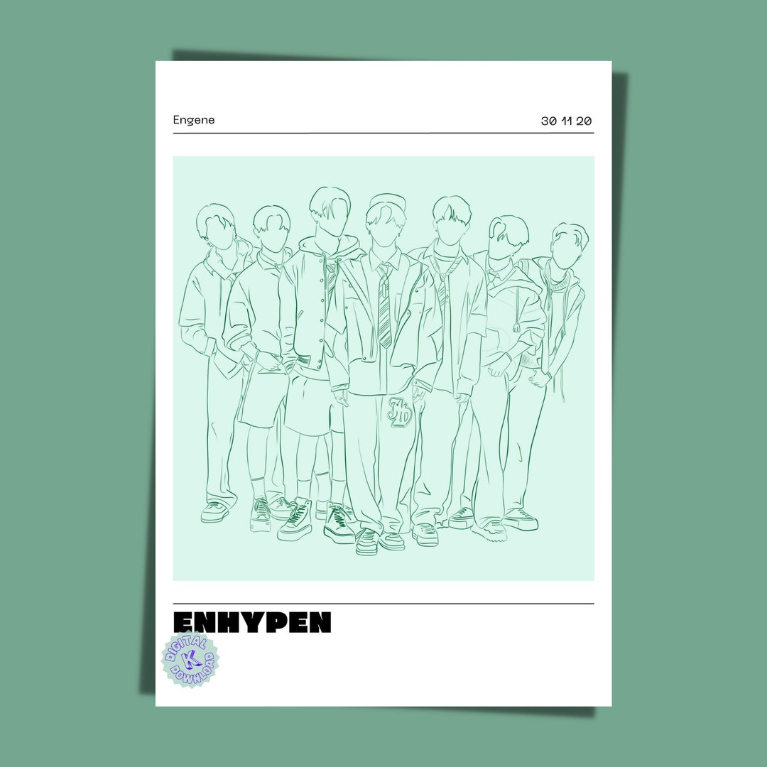 ENHYPEN Inspired Digital Art Print, Kpop Line Art Printable, Engene ...
