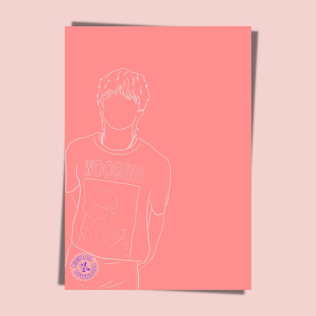 The Rose Woosung Inspired Digital Art Print, Kpop Line Art Printable, the Rose Band - Etsy UK