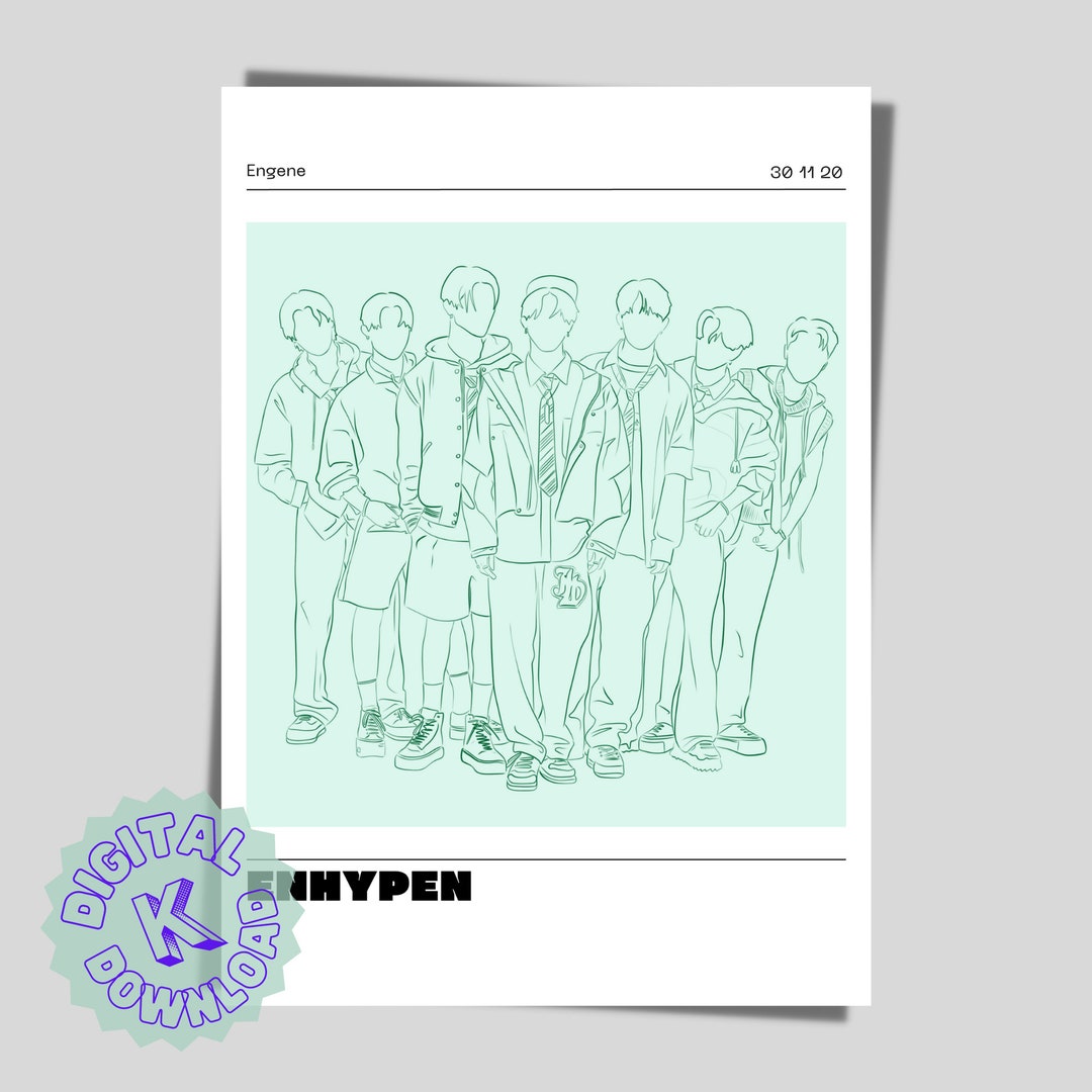 ENHYPEN Inspired Digital Art Print Kpop Line Art Printable - Etsy