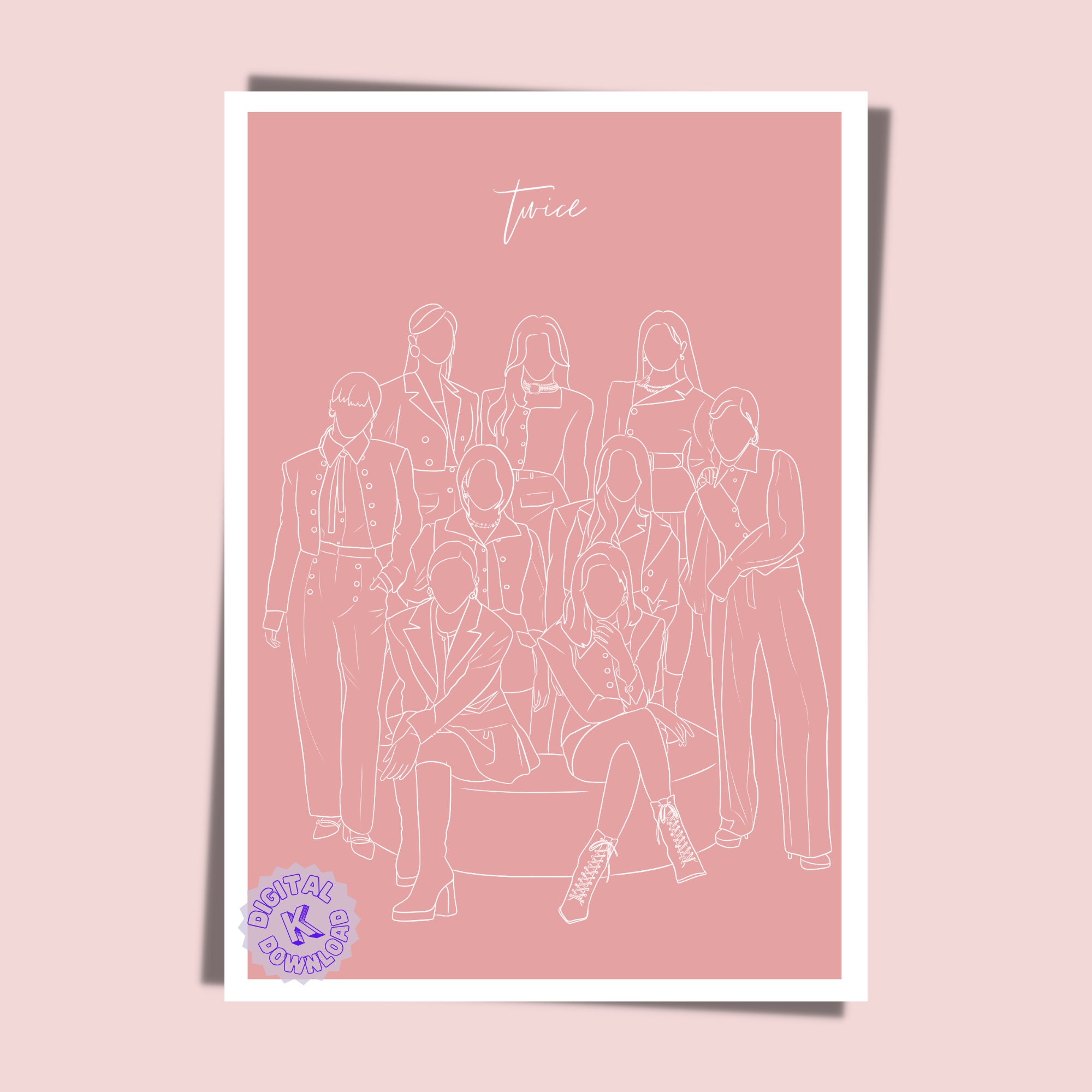Twice Inspired Digital Line Art Print, Kpop Printable Poster, Gift for ...
