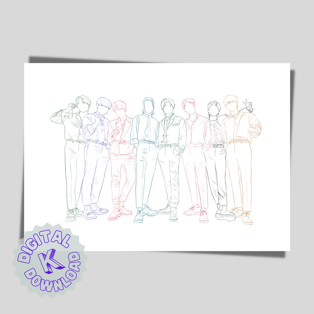 Stray Kids Inspired Digital Art Print Kpop Line Art - Etsy Australia