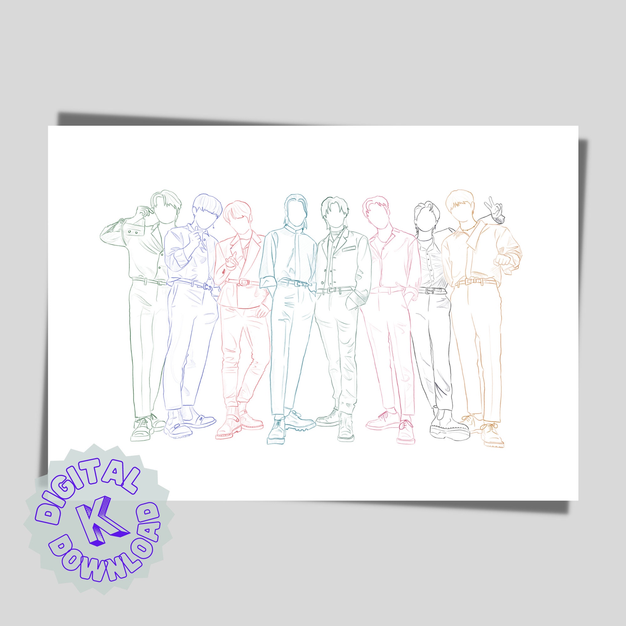 Stray Kids Inspired Digital Art Print Kpop Line Art - Etsy