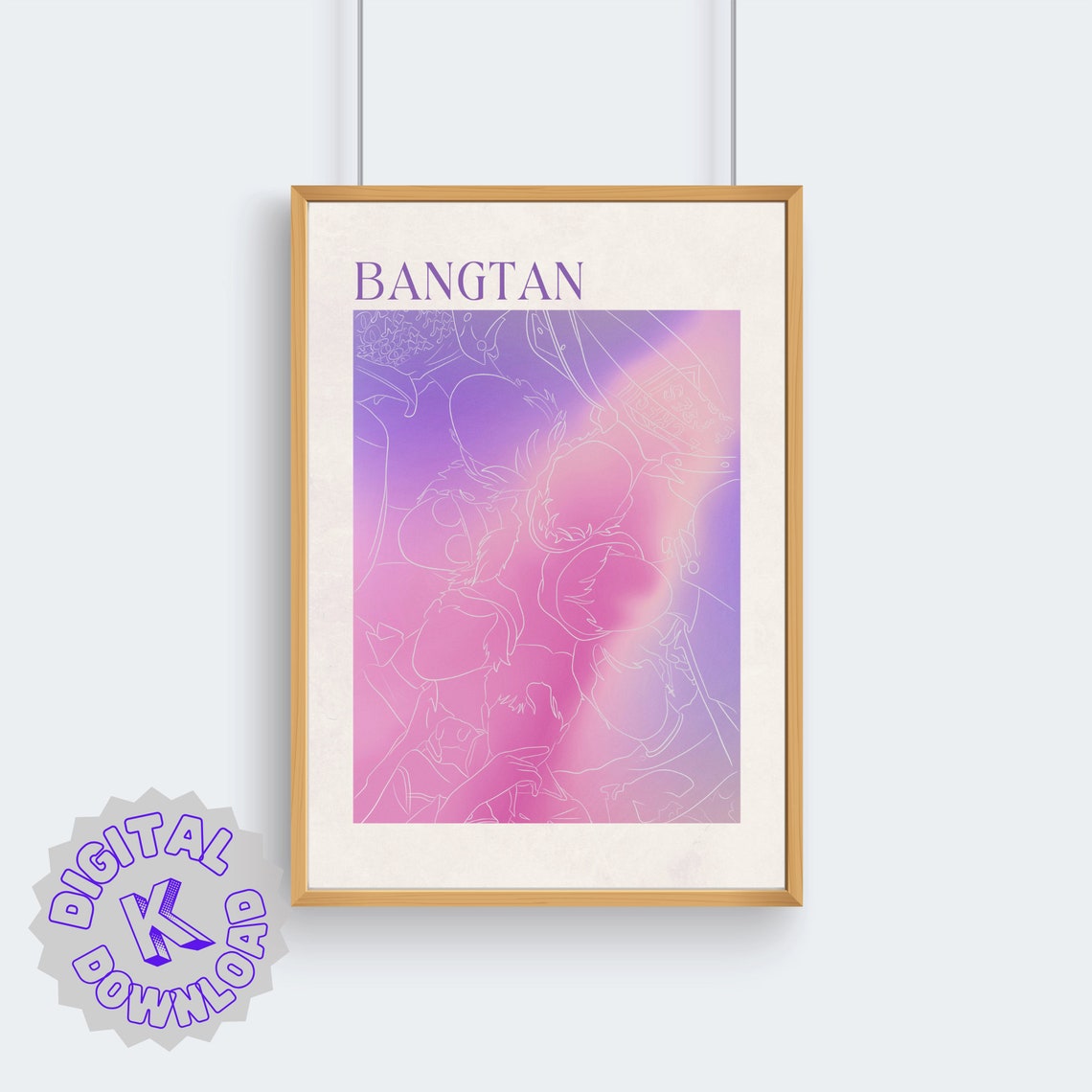 BTS Inspired Printable Poster, Kpop Line Art Printable, BTS Themed Wall ...