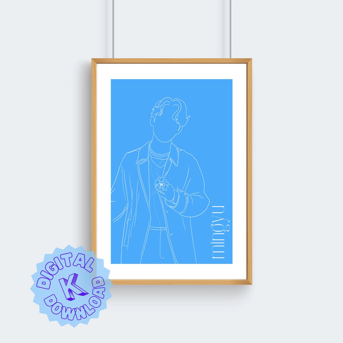 Seventeen Mingyu Inspired Digital Art Print, Kpop Printable Wall Art ...