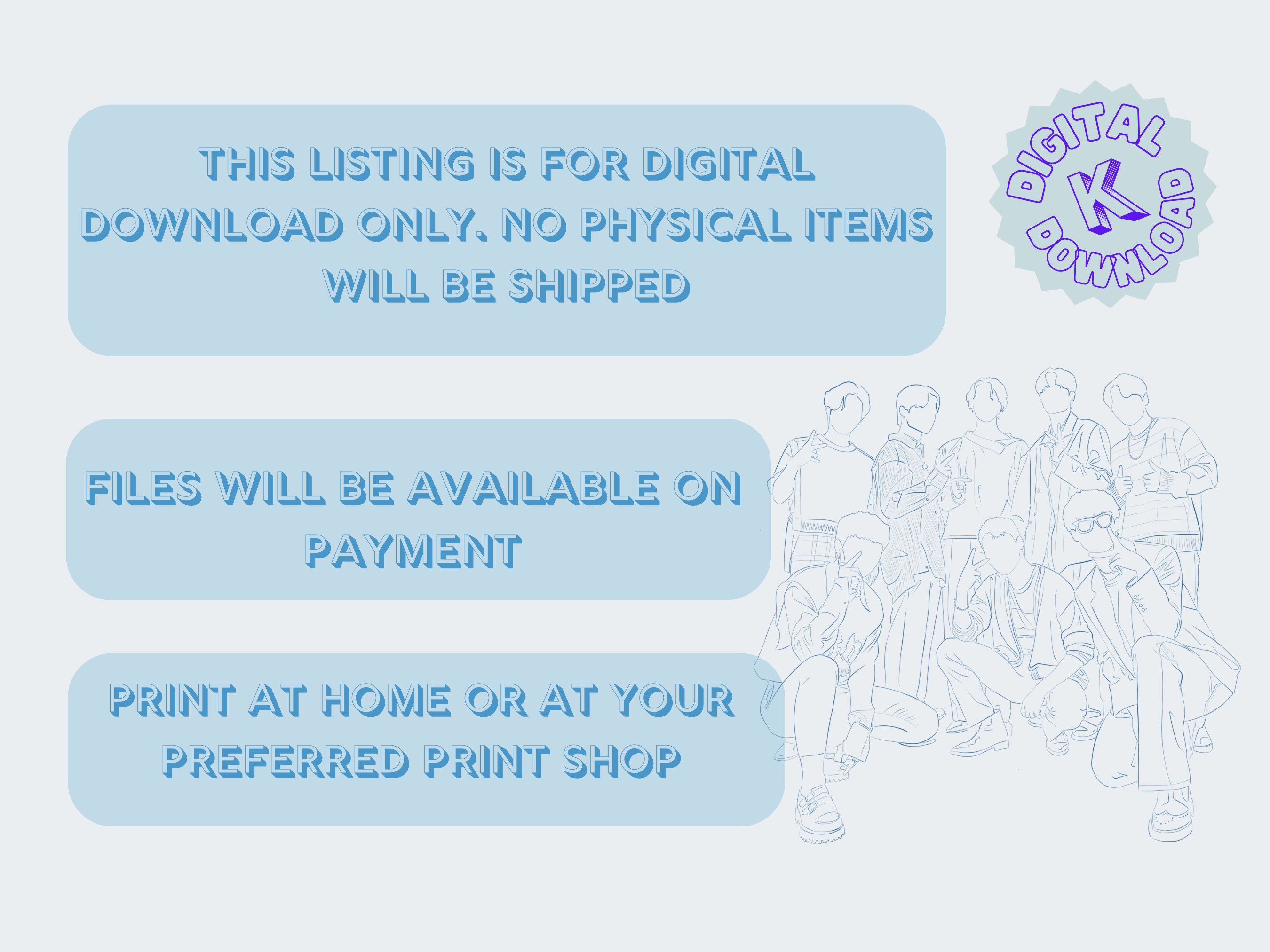 ATEEZ Inspired Poster, K Pop Themed Printable Wall Art, Aesthetic Line ...