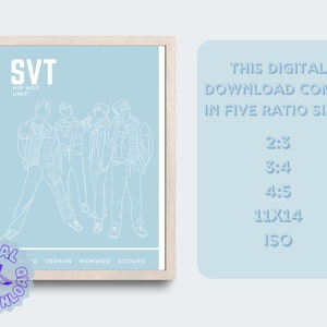 Seventeen Inspired Digital Art Print, SVT Hip Hop Unit Kpop Printable ...