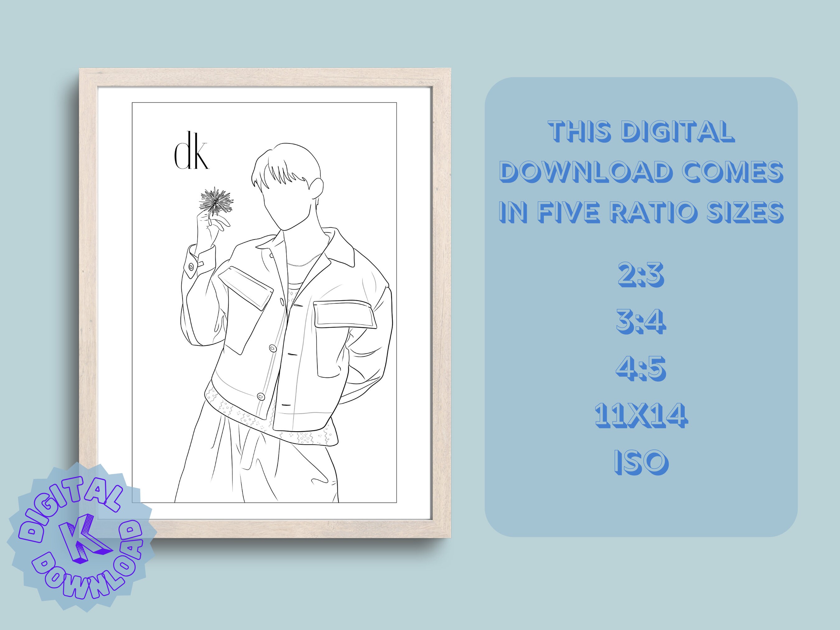 Seventeen DK Inspired Digital Art Print, Kpop Printable Wall Art Poster ...