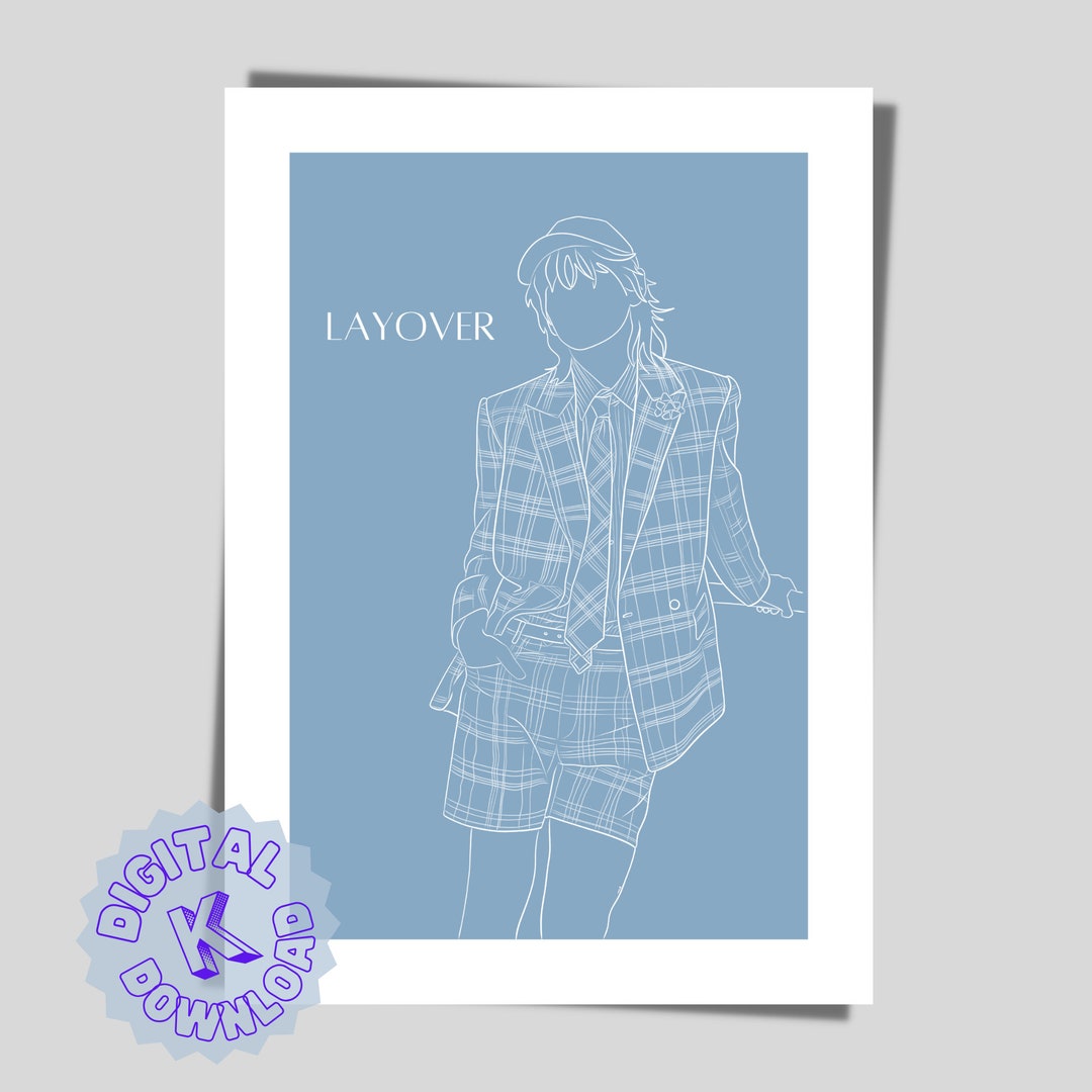 BTS V Layover Inspired Digital Art Print, Kpop Line Art Printable, BTS ...