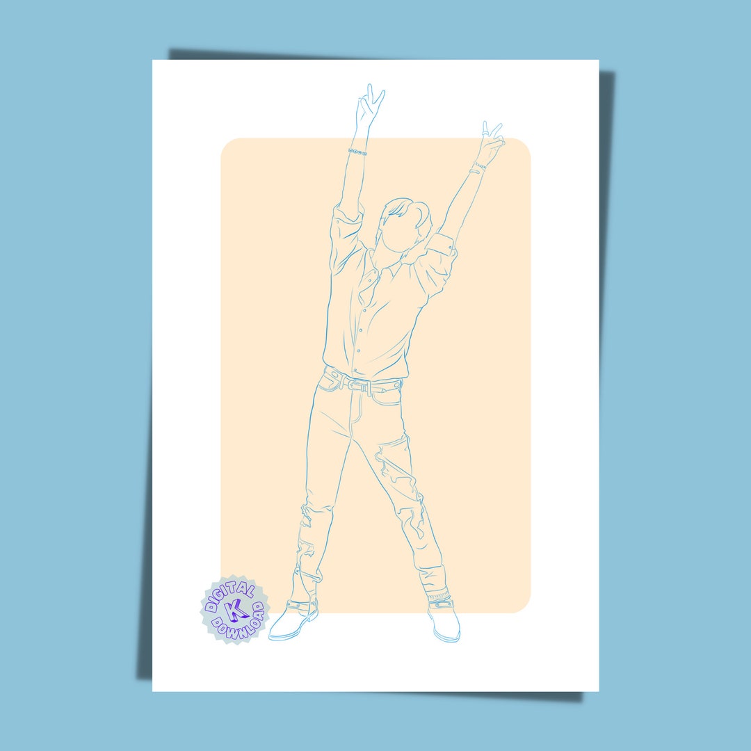 BTS Jin Inspired Digital Art Print, Kpop Line Art Printable, BTS Themed ...