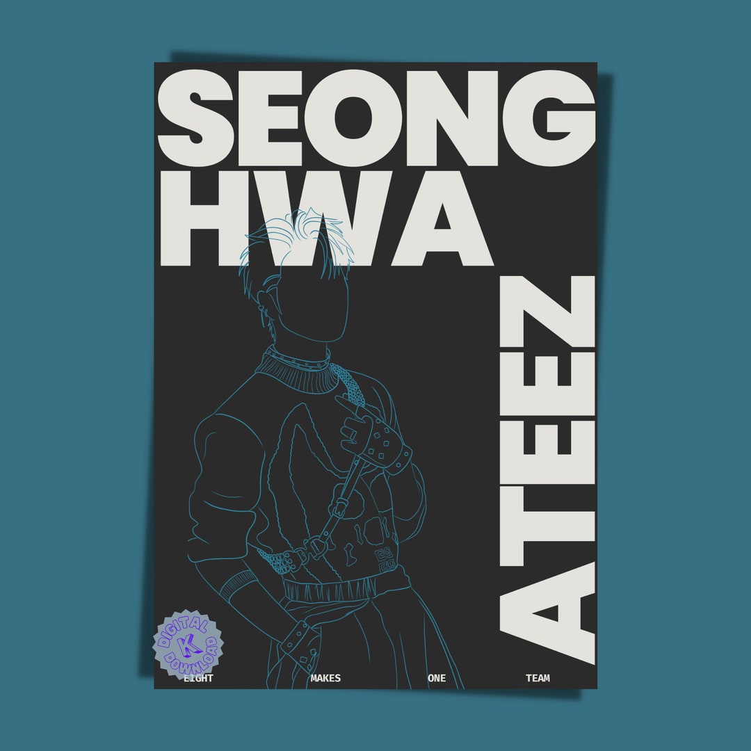 Seonghwa ATEEZ Inspired Digital Poster, Kpop Line Art Printable, ATEEZ ...
