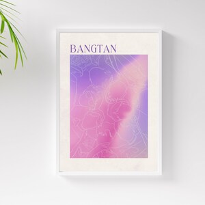 BTS Inspired Printable Poster, Kpop Line Art Printable, BTS Themed Wall ...
