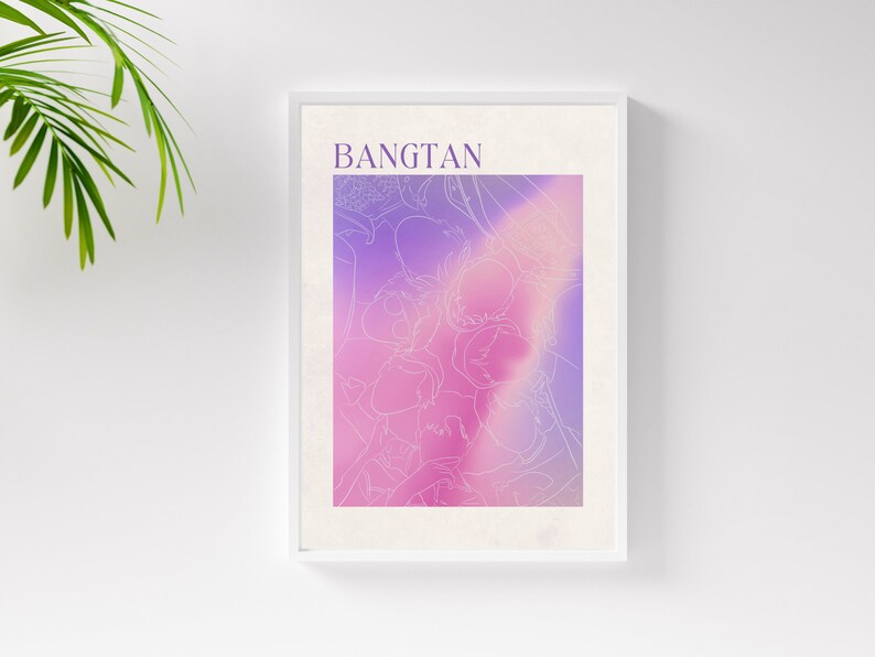 BTS Inspired Printable Poster, Kpop Line Art Printable, BTS Themed Wall ...