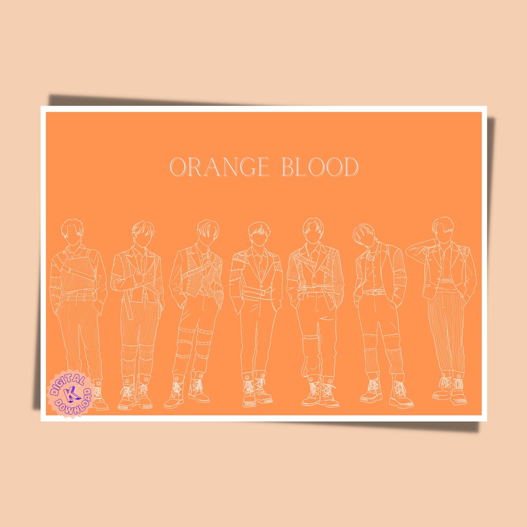Enhypen Inspired Digital Line Art Print, Orange Blood Kpop Printable ...