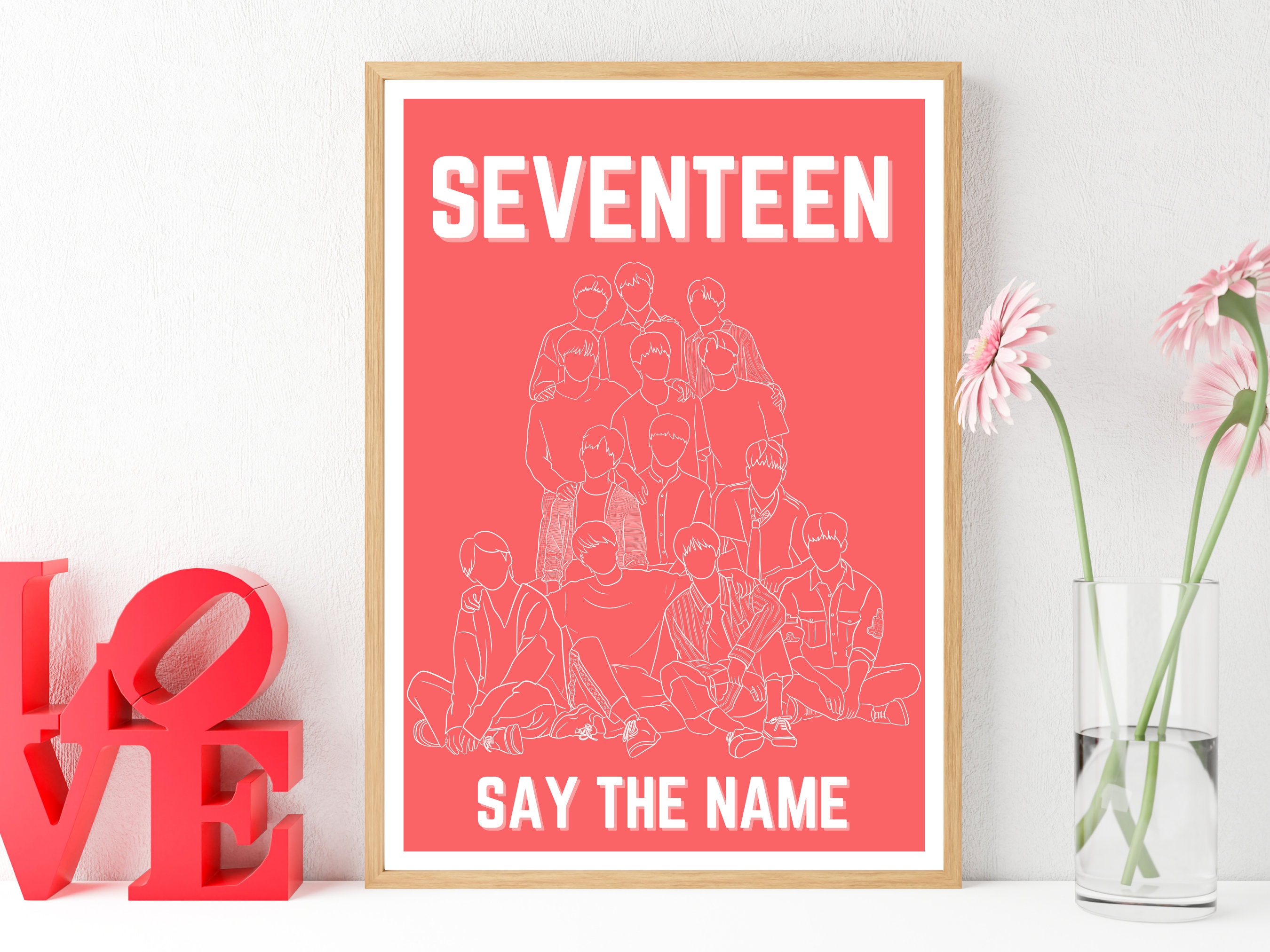 Seventeen Inspired Digital Art Print, Kpop Printable Wall Art Poster ...