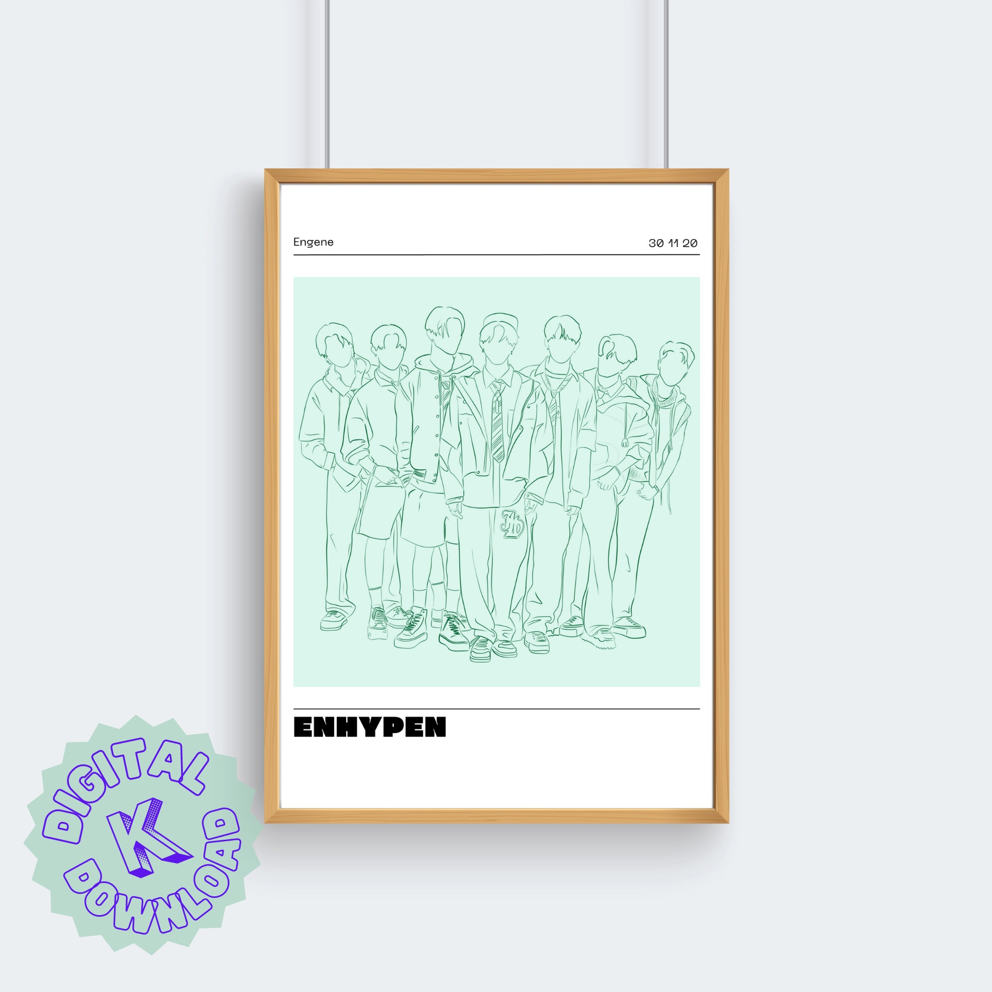ENHYPEN Inspired Digital Art Print Kpop Line Art Printable - Etsy