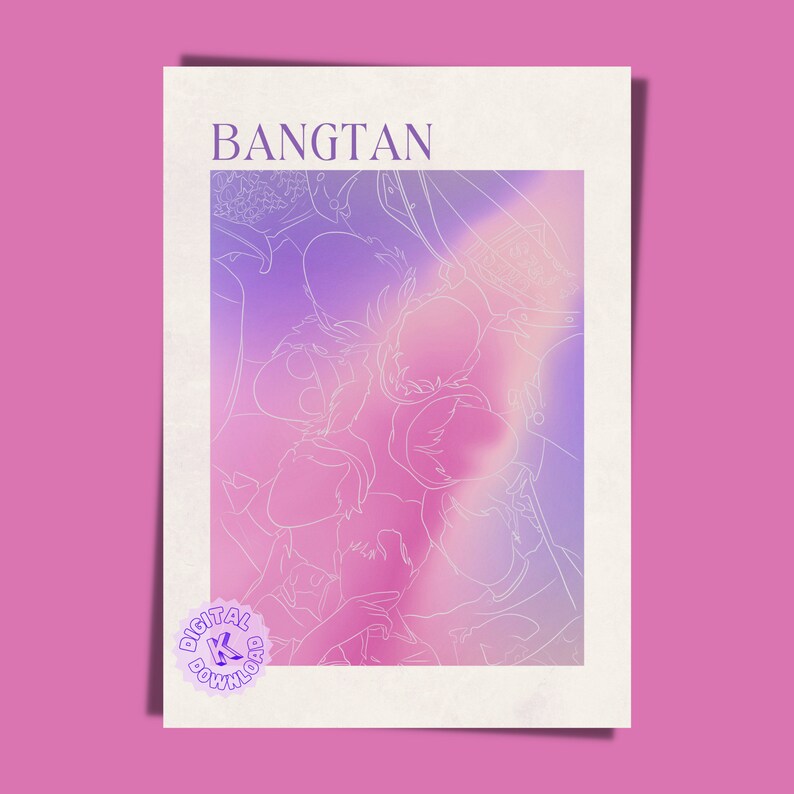 BTS Inspired Printable Poster, Kpop Line Art Printable, BTS Themed Wall ...