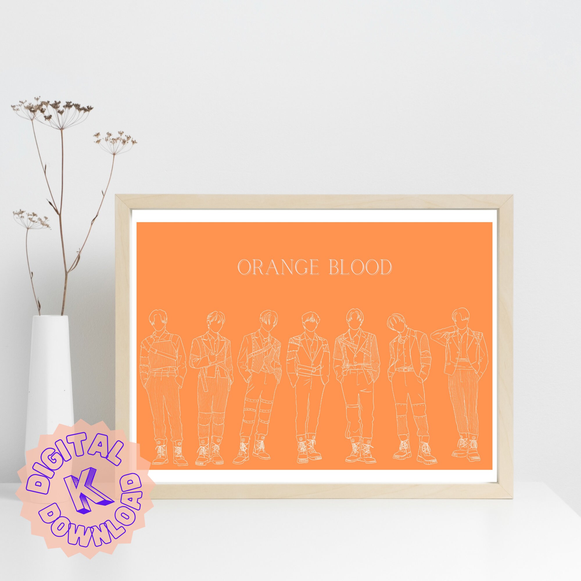 Enhypen Inspired Digital Line Art Print, Orange Blood Kpop Printable ...
