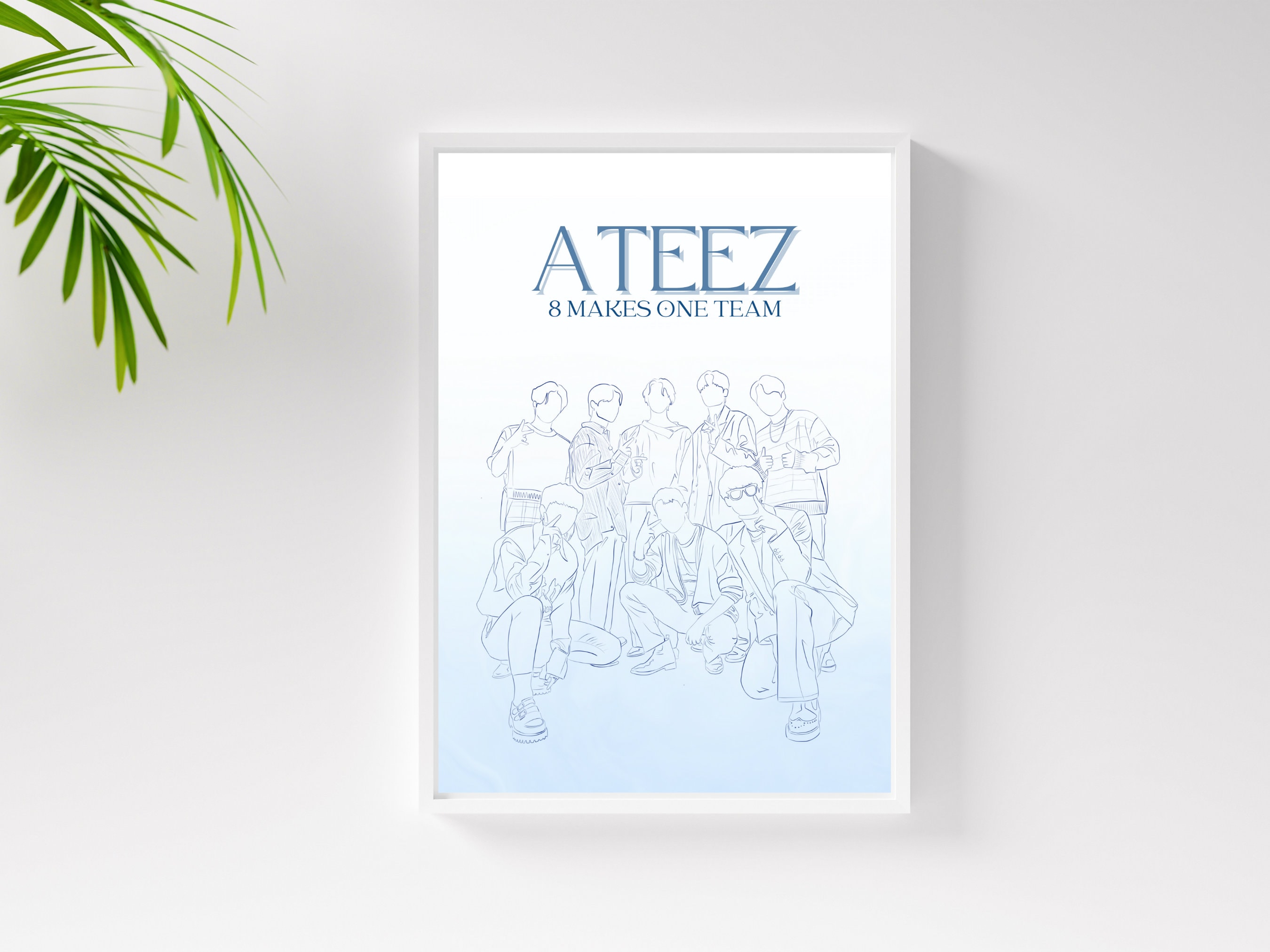 ATEEZ Inspired Poster, K Pop Themed Printable Wall Art, Aesthetic Line ...