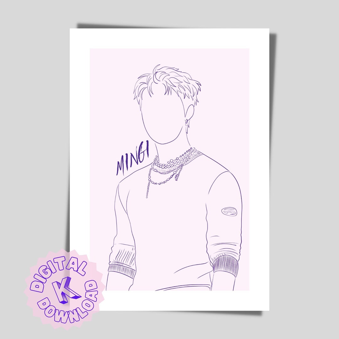 Mingi ATEEZ Inspired Digital Poster Kpop Line Art Printable - Etsy