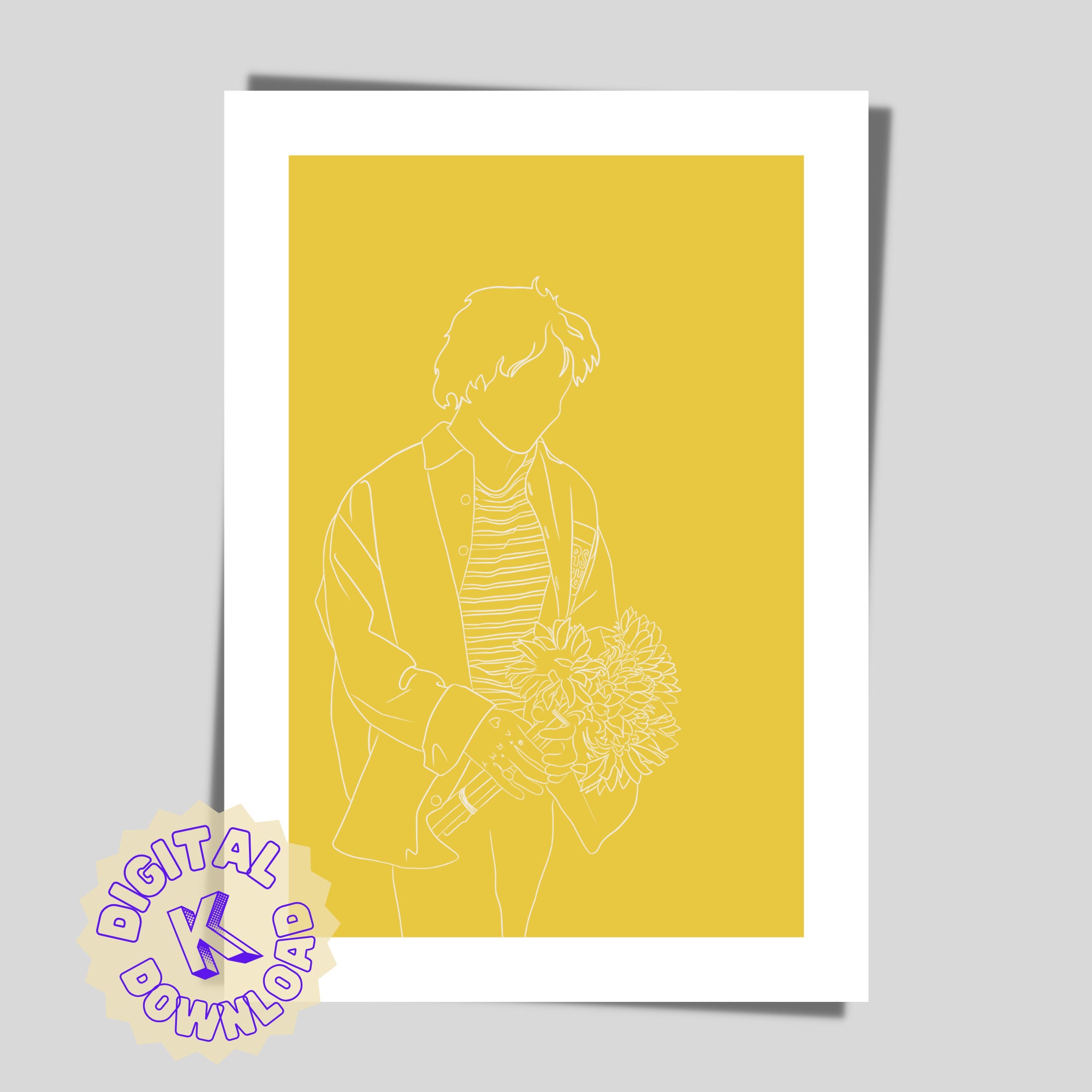 BTS Jungkook Inspired Digital Art Print, Kpop Line Art Printable, BTS ...