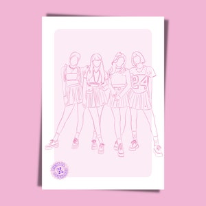 Black Pink Inspired Digital Art Print, Kpop Line Art Printable, Black ...