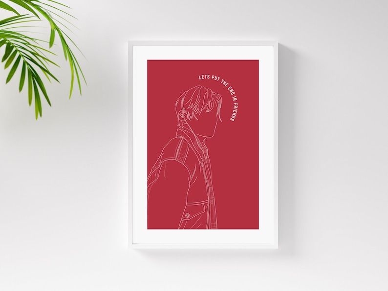BTS V Friends Inspired Digital Art Print, Kpop Line Art Printable, Kim ...
