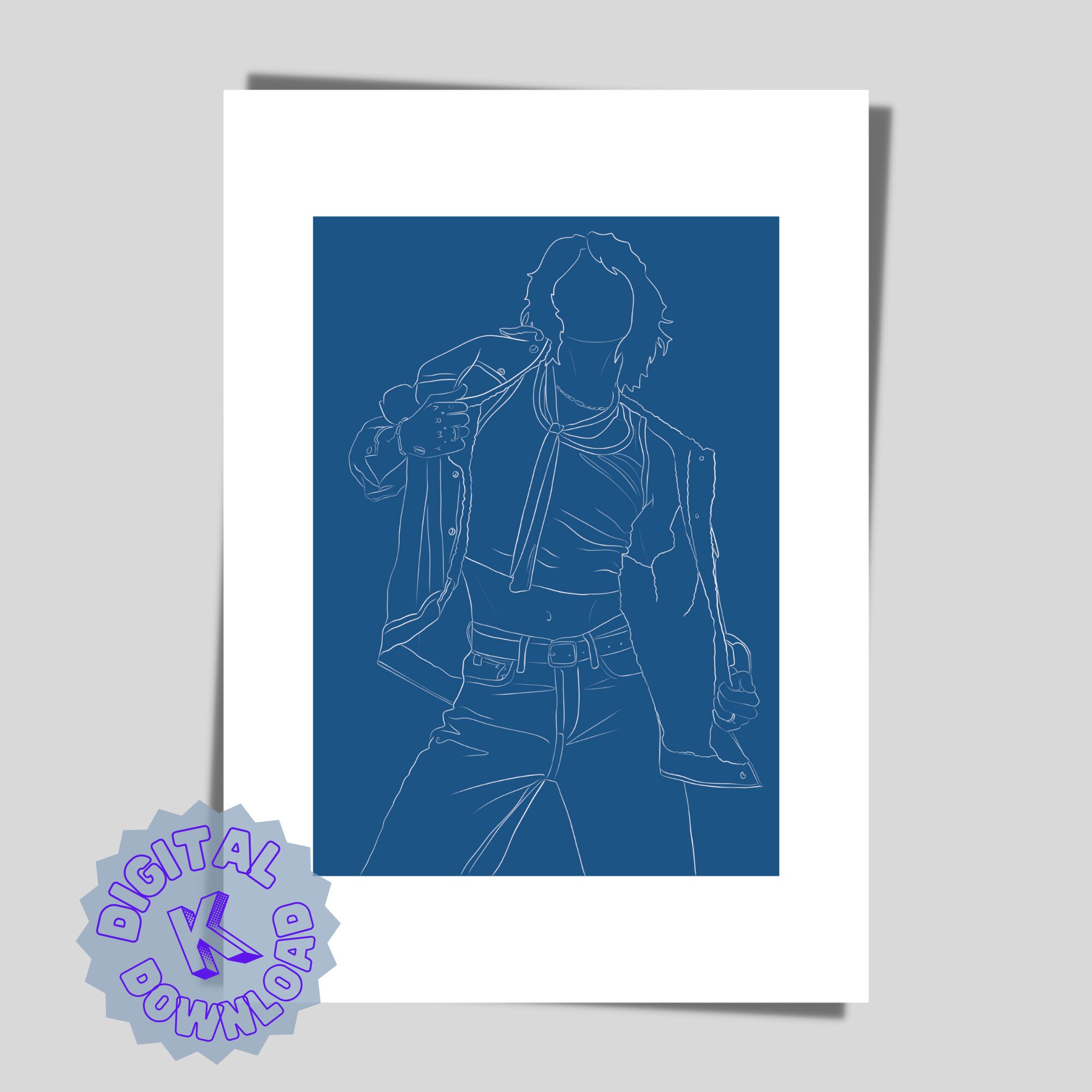 BTS Jungkook Inspired Digital Art Print Kpop Line Art - Etsy
