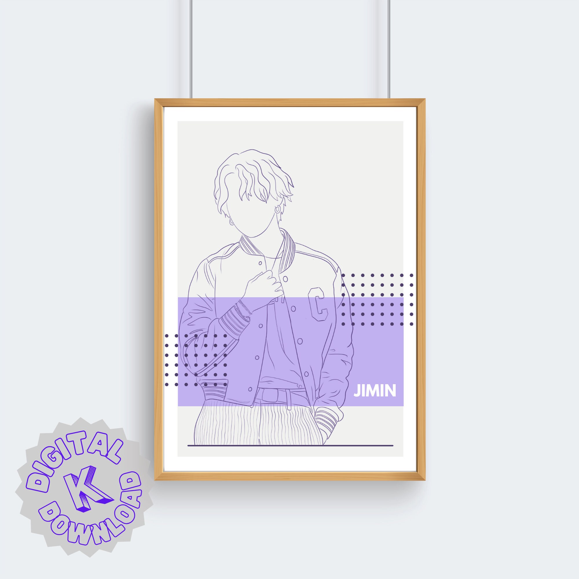 Jimin BTS Inspired Digital Art Print, Kpop Line Art Printable, BTS ...