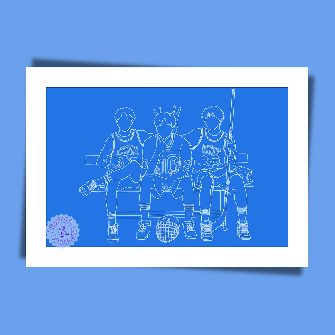BTS Inspired Digital Art Print, Kpop Line Art Printable, BTS Themed ...