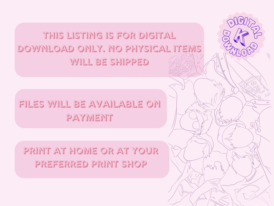 BTS Inspired Printable Poster, Kpop Line Art Printable, BTS Themed Wall ...