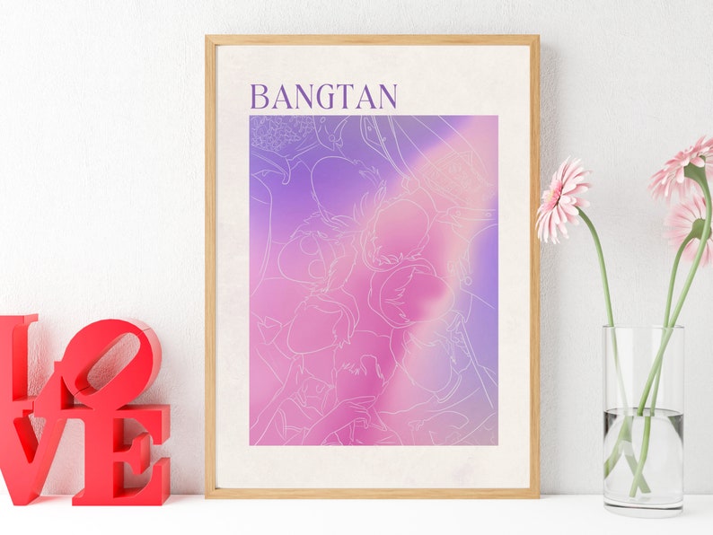BTS Inspired Printable Poster, Kpop Line Art Printable, BTS Themed Wall ...