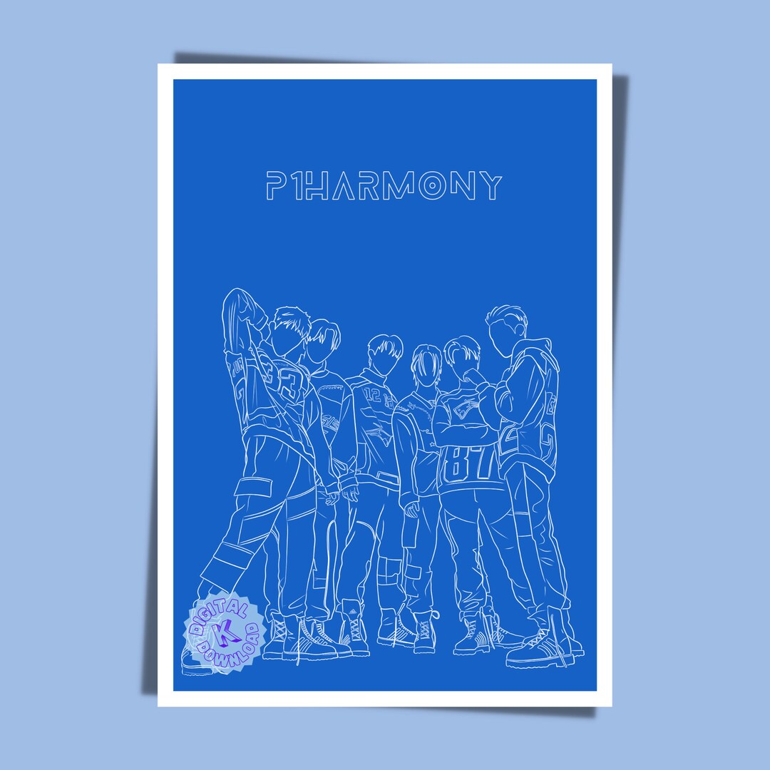 P1harmony Inspired Digital Line Art Print, Kpop Printable Poster, Gift ...
