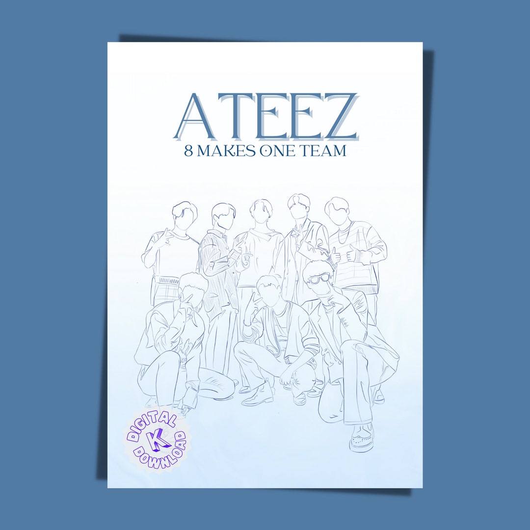 ATEEZ Inspired Poster, K Pop Themed Printable Wall Art, Aesthetic Line ...