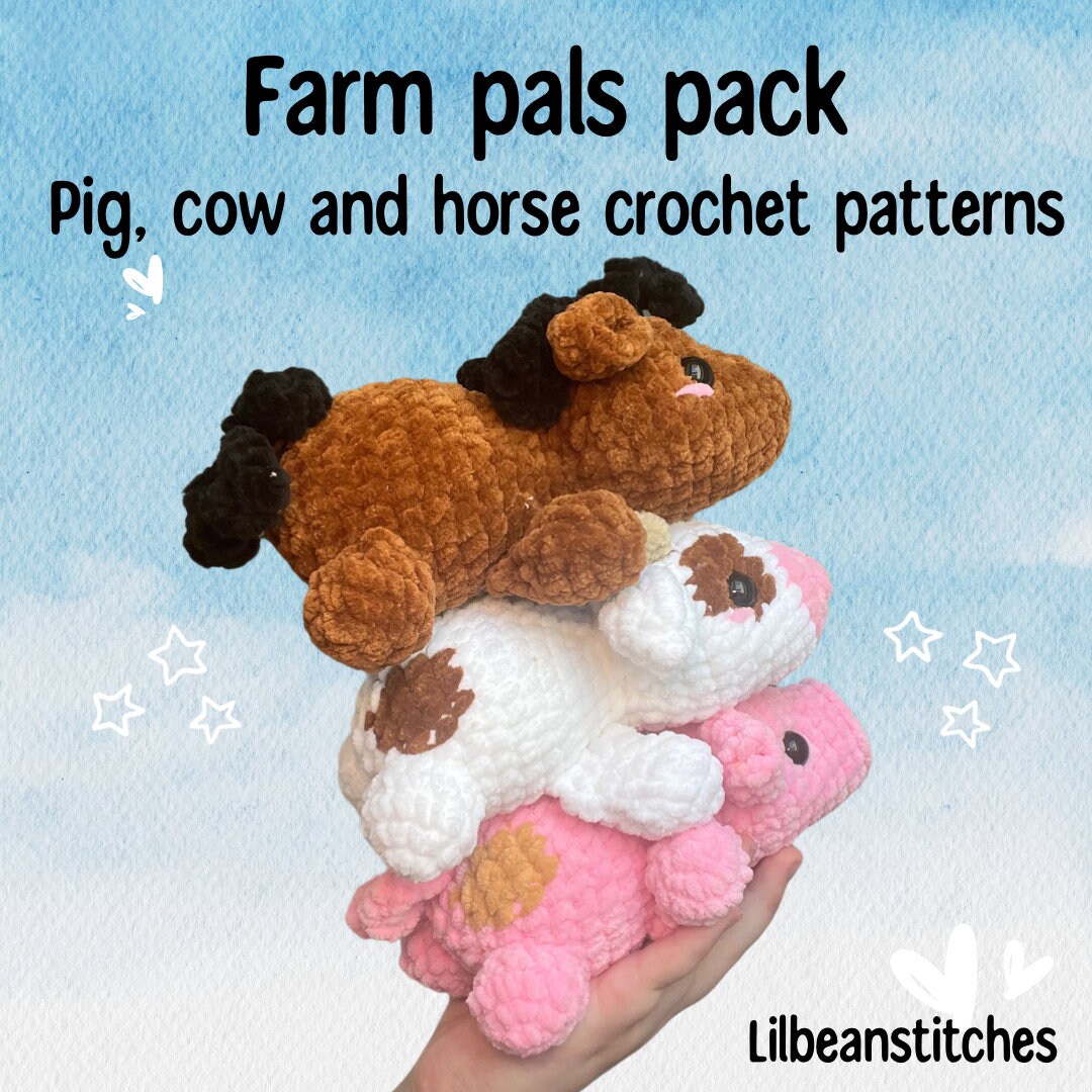 Farm Stackimals Crochet Pattern, Lilbeanstitches, Crochet Cow Pattern ...
