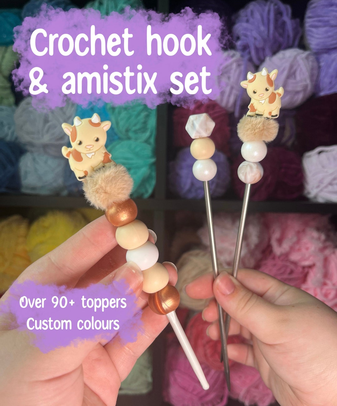 Fluffy Amigurumi Sticks and Crochet Hook Set, Crochet Dog Amistic Set ...