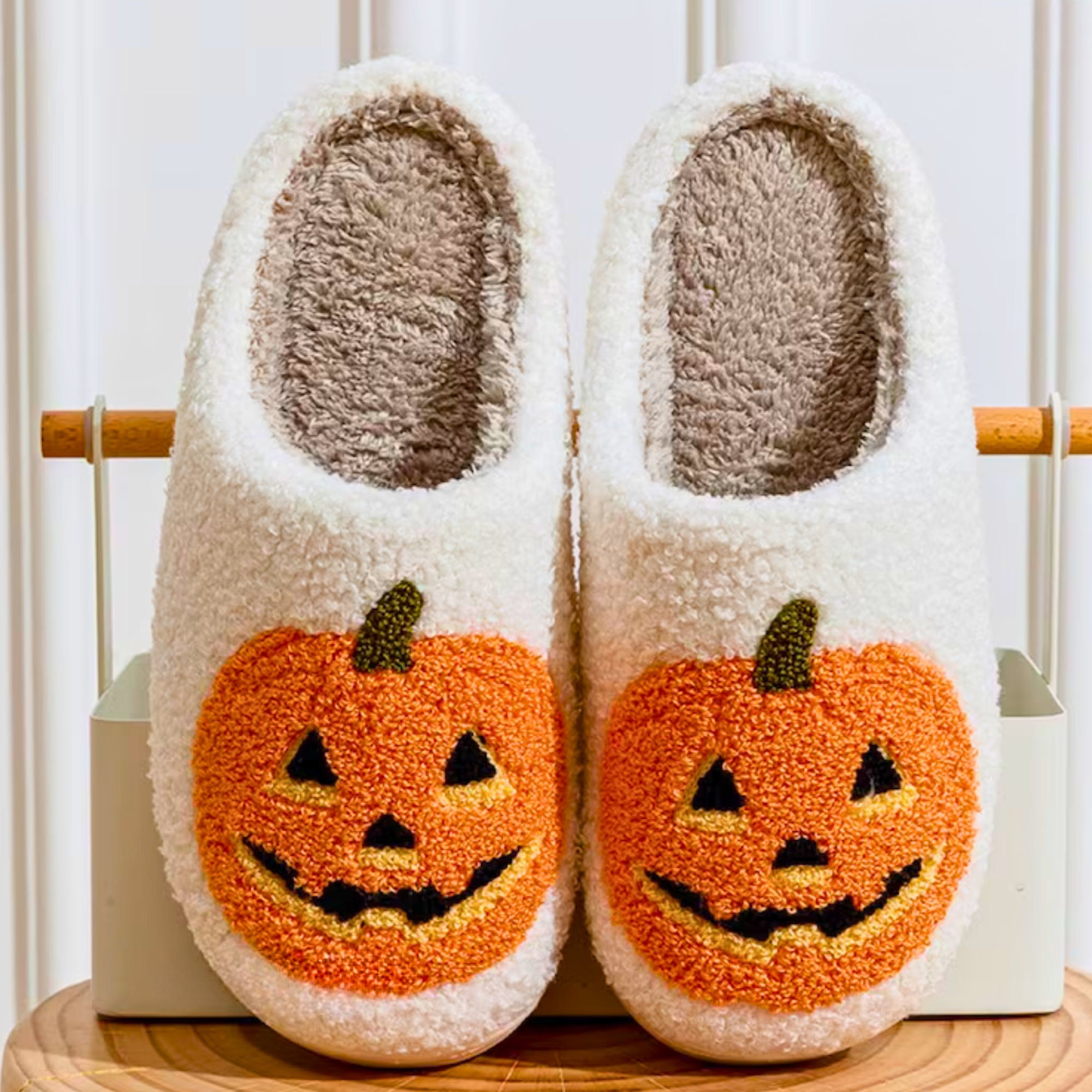 Halloween Pumpkin Slipper Fluffy, JackOLantern Slipper, Halloween ...