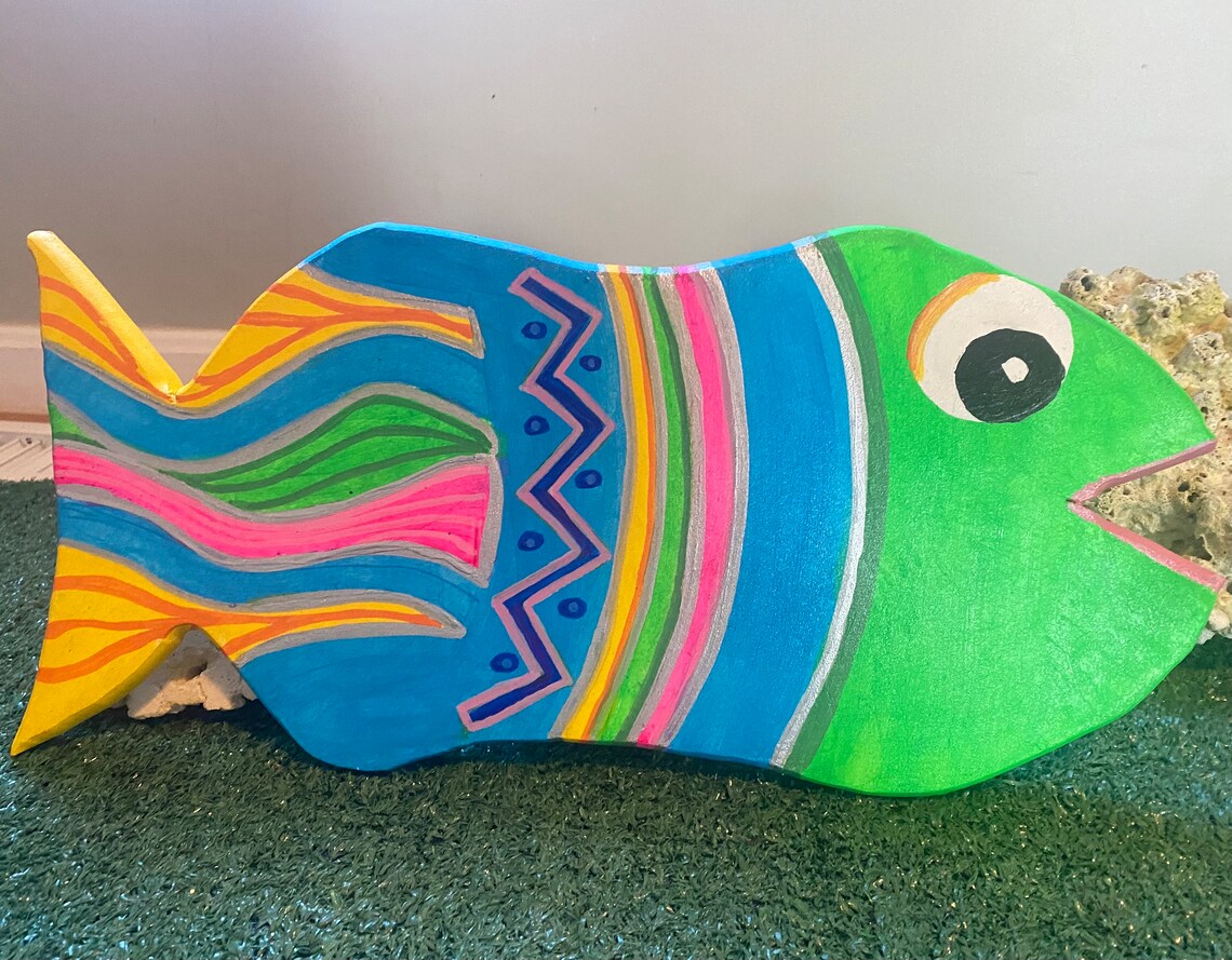 Indoor/ Outdoor Painted Fish - Etsy