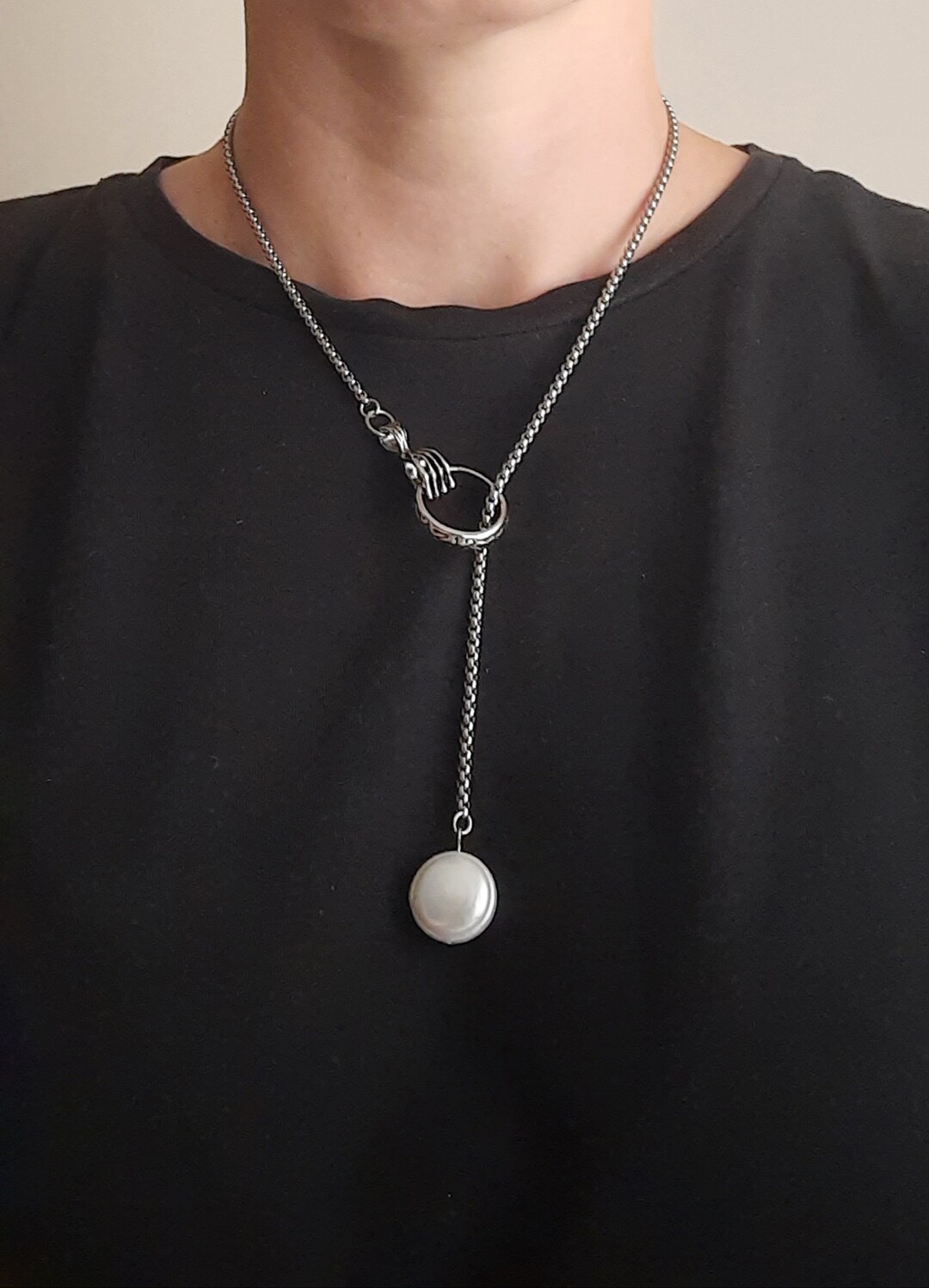 Pearl Necklace, Y-shape Necklace, Chain Choker, for Men, Women, Gift ...
