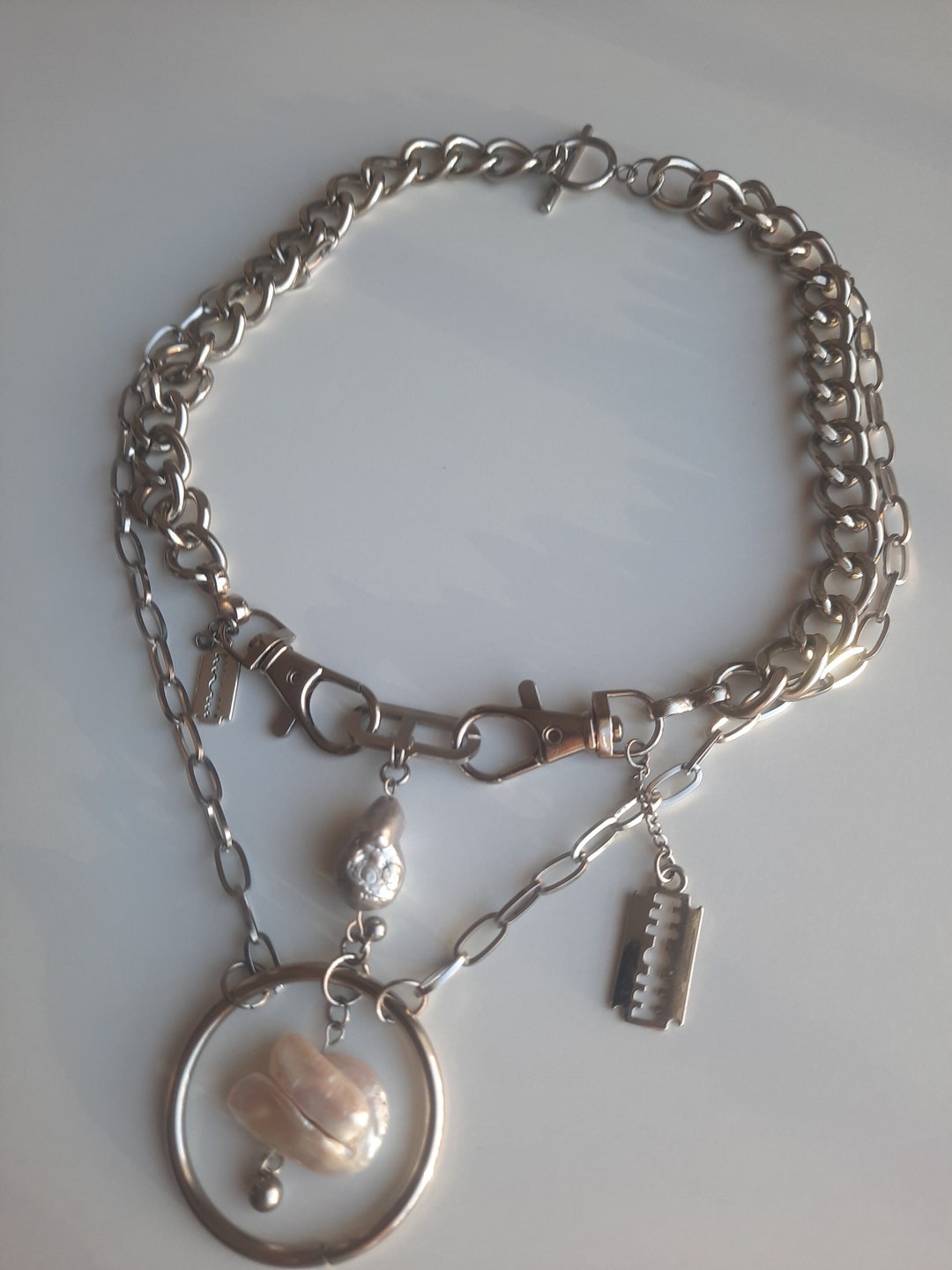 Chunky Pearl Necklace Punk Choker Grunge Techno Jewelry - Etsy