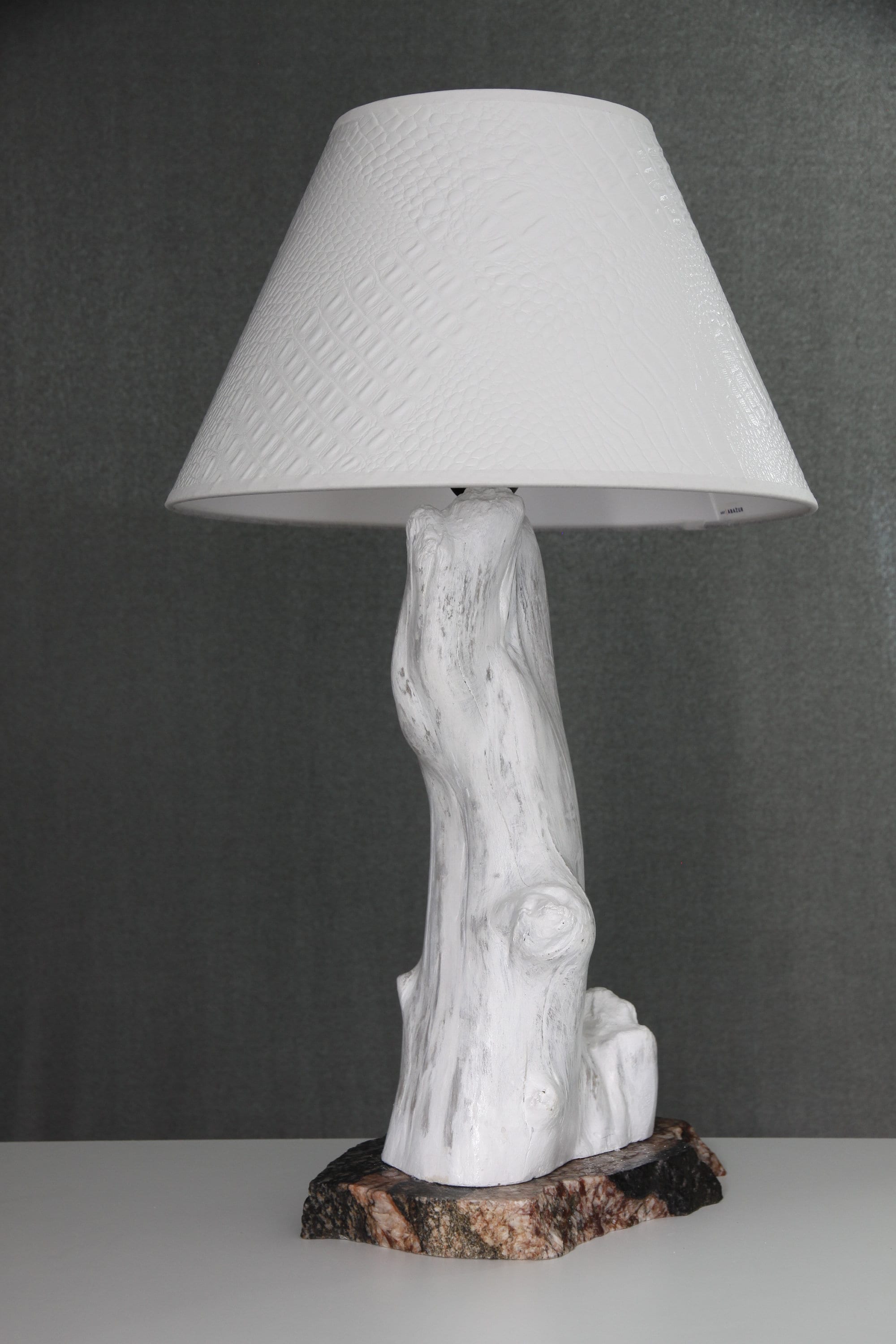 Handmade Lamp Made of Wood and Natural Stone in a Rustic Style - Etsy