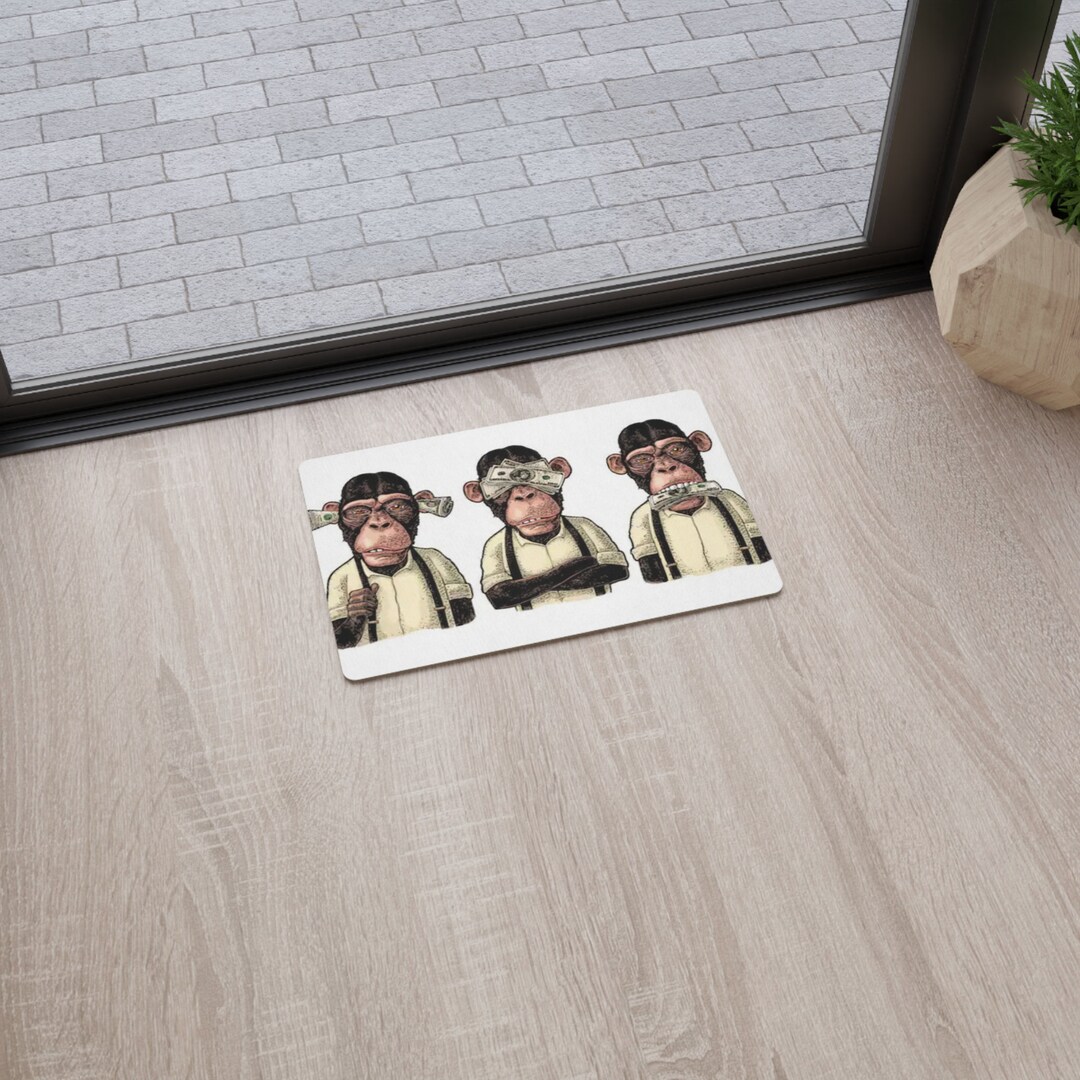 Floor Mat Three Monkey Floor Mat Small Carpet Rug Animated Mat Desing ...